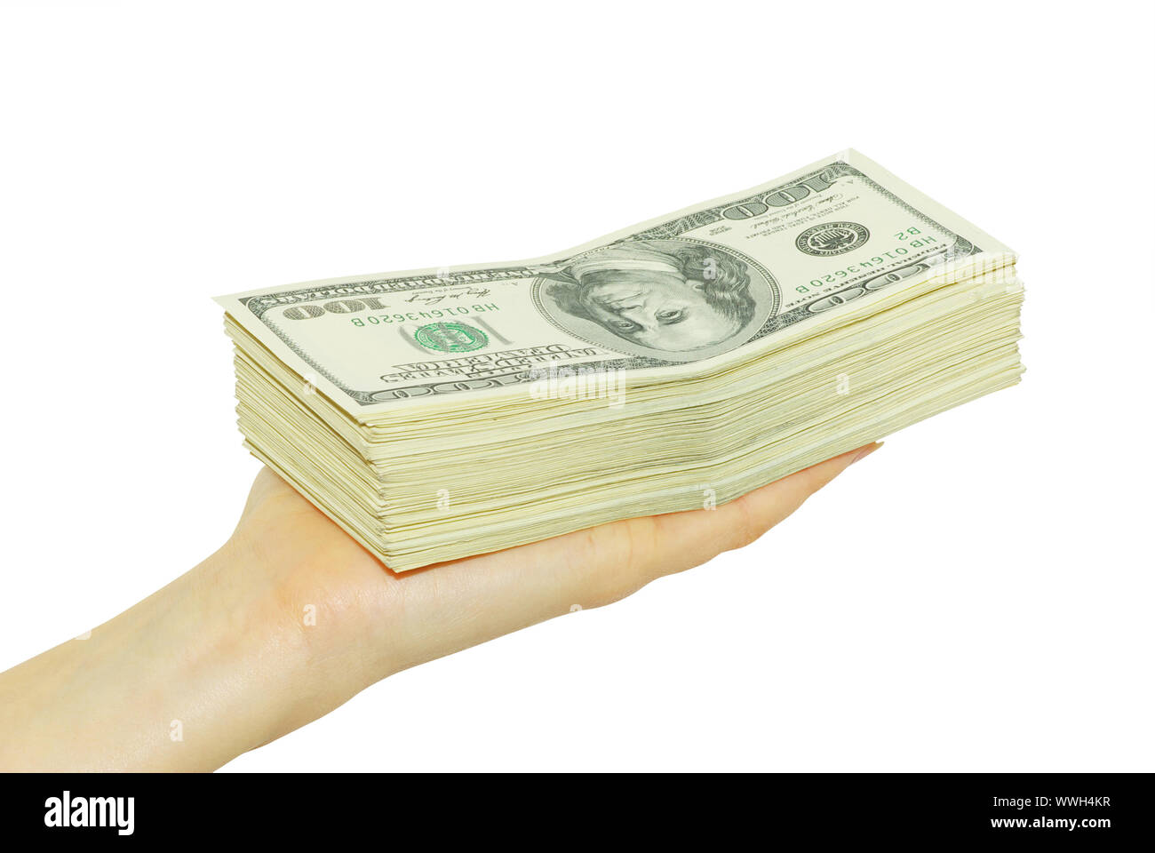 Hand with money isolated on white background Stock Photo - Alamy