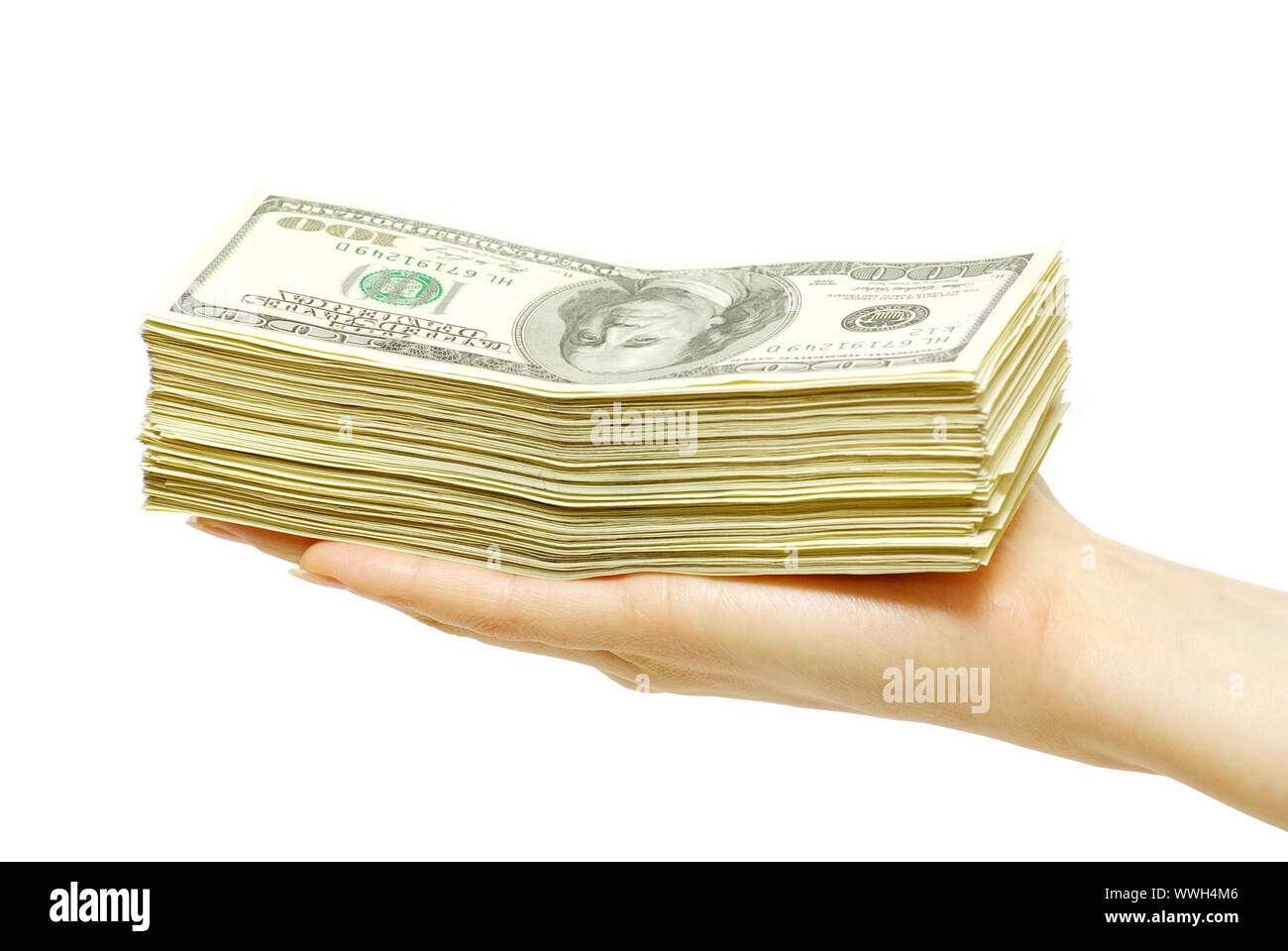 Hand with money isolated on white background Stock Photo - Alamy