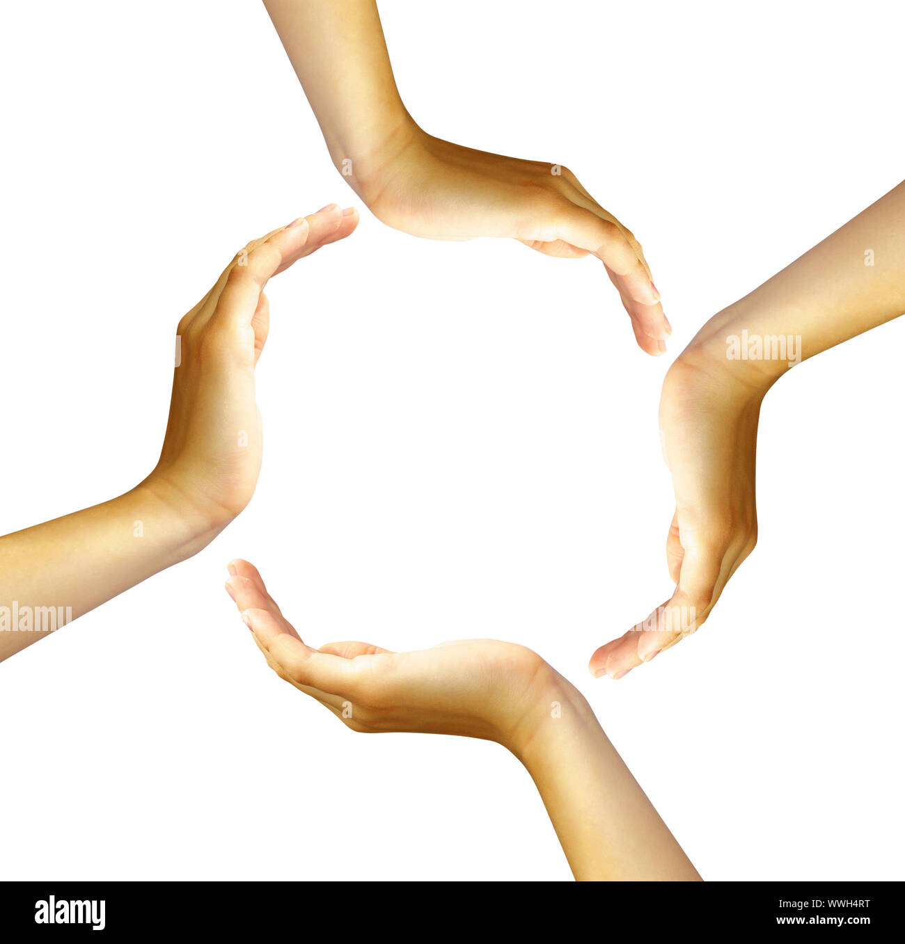 ring of hands isolated on a white Stock Photo - Alamy