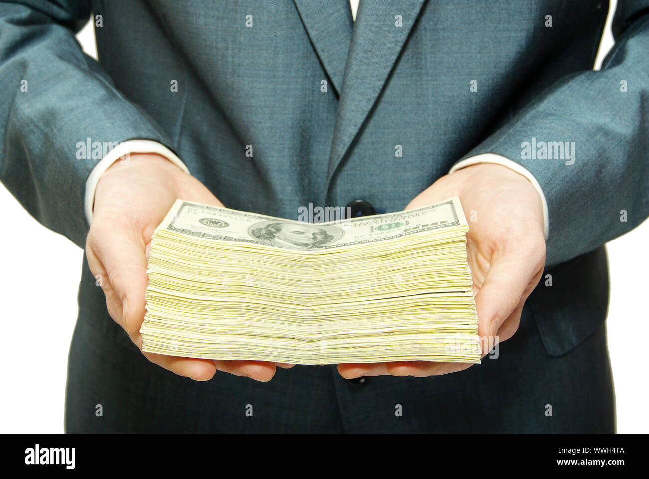 Hand with money isolated on white background Stock Photo - Alamy