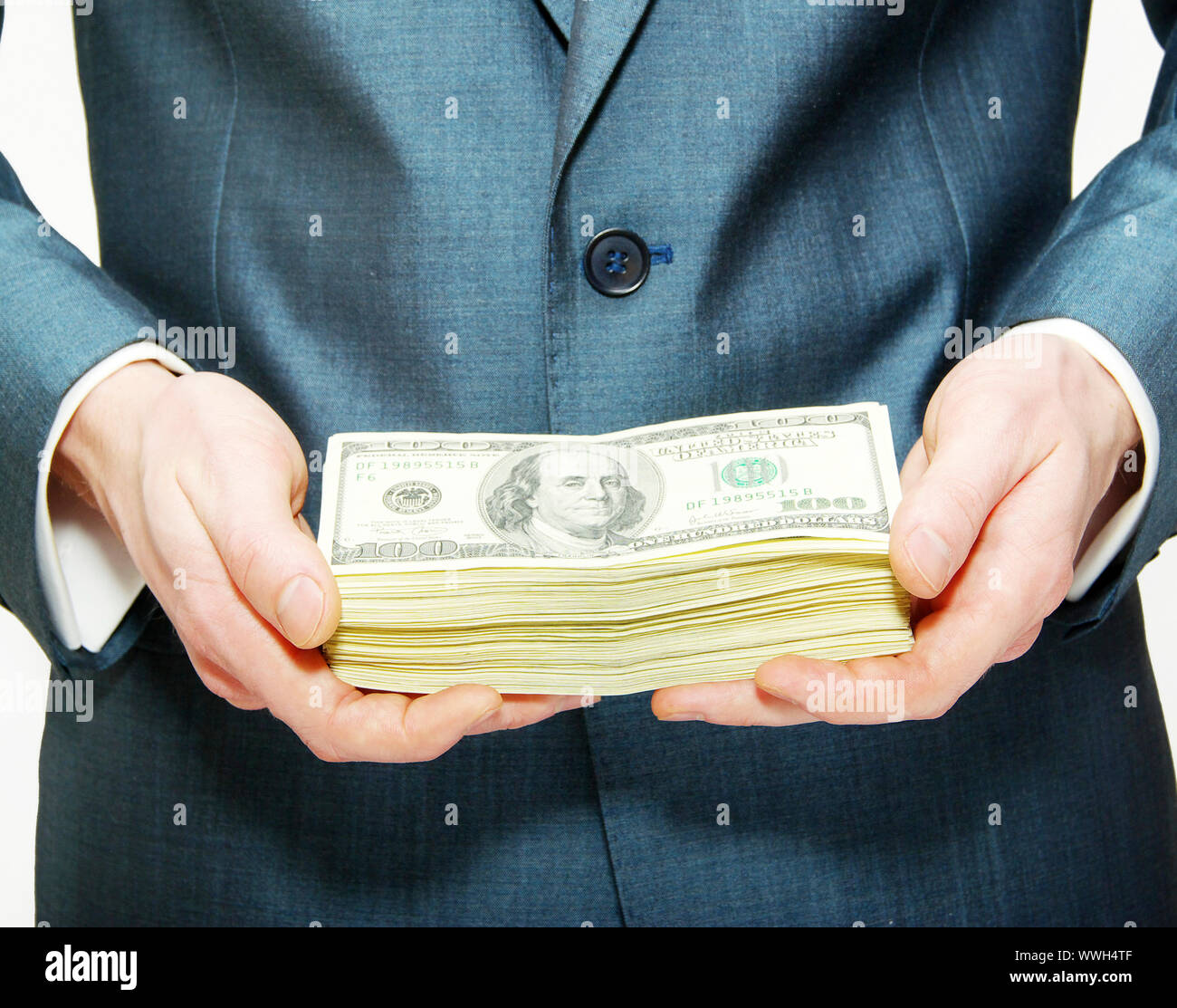 Hand with money isolated on white background Stock Photo - Alamy