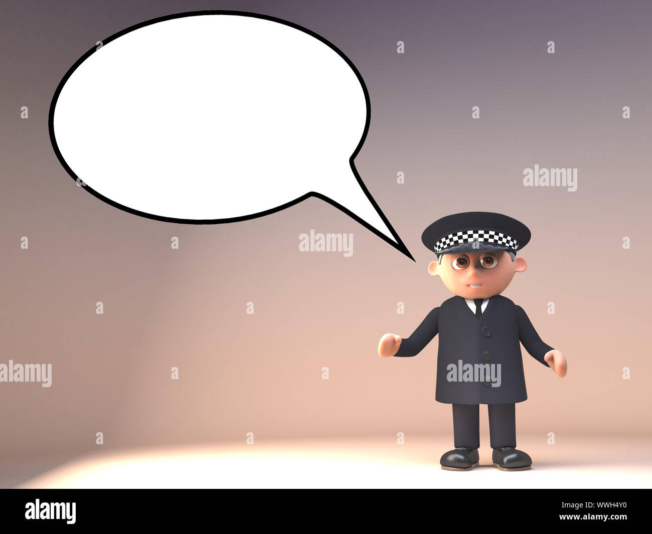 3d cartoon policeman in police uniform with blank speech bubble, 3d ...