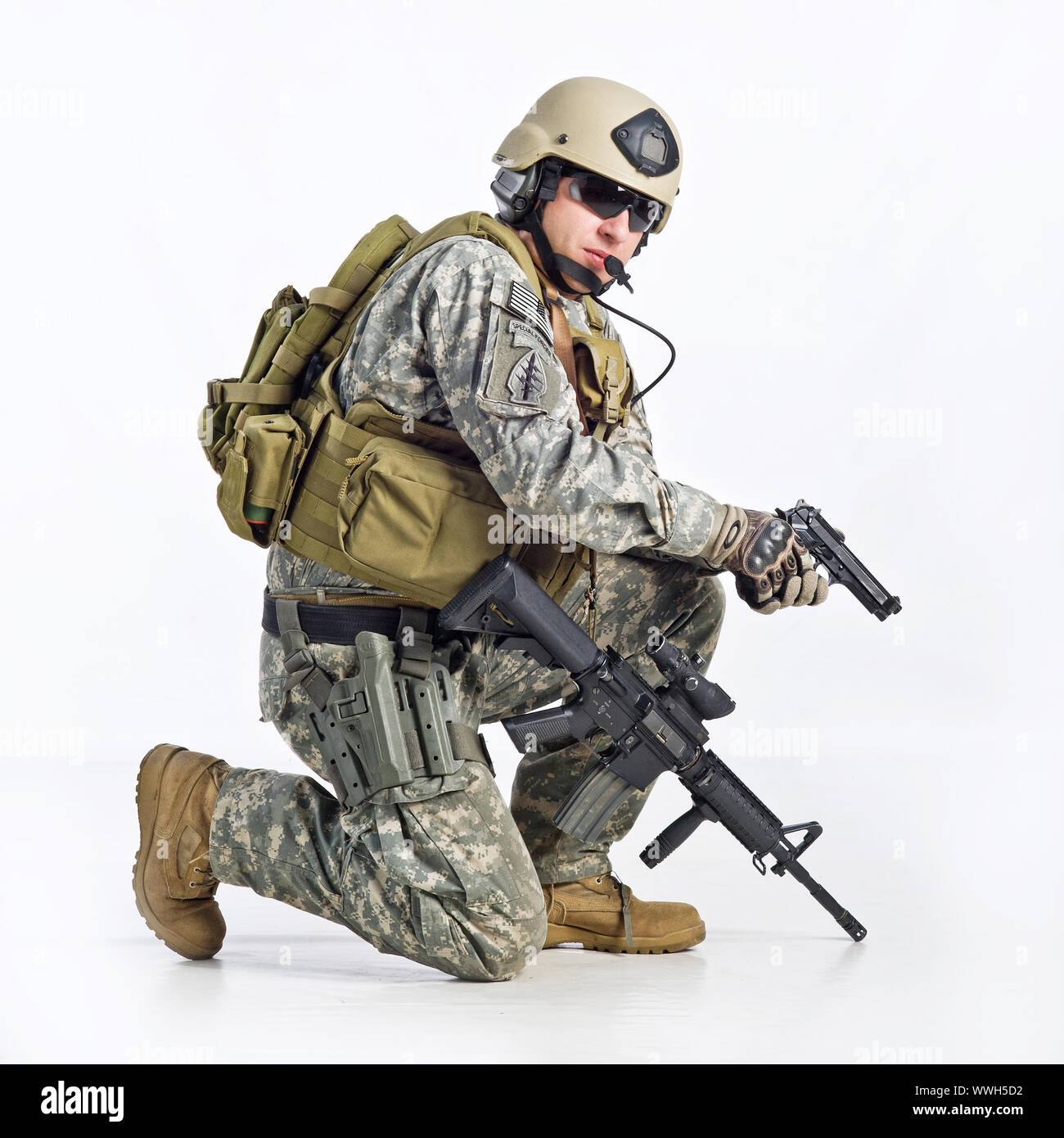 SWAT Team Officer on white isolated background Stock Photo - Alamy