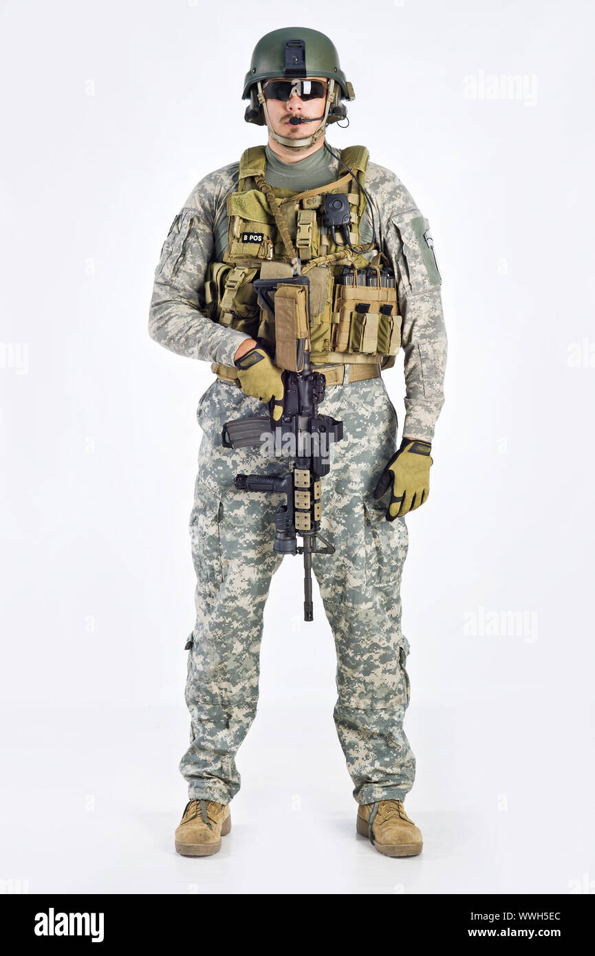 SWAT Team Officer on white isolated background Stock Photo - Alamy