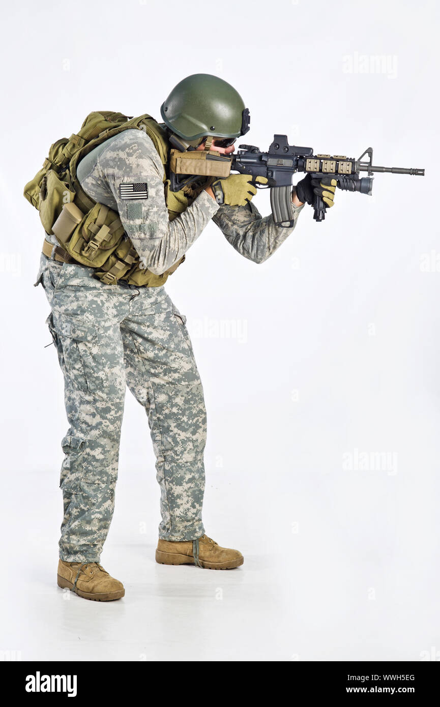 SWAT Team Officer on white isolated background Stock Photo - Alamy