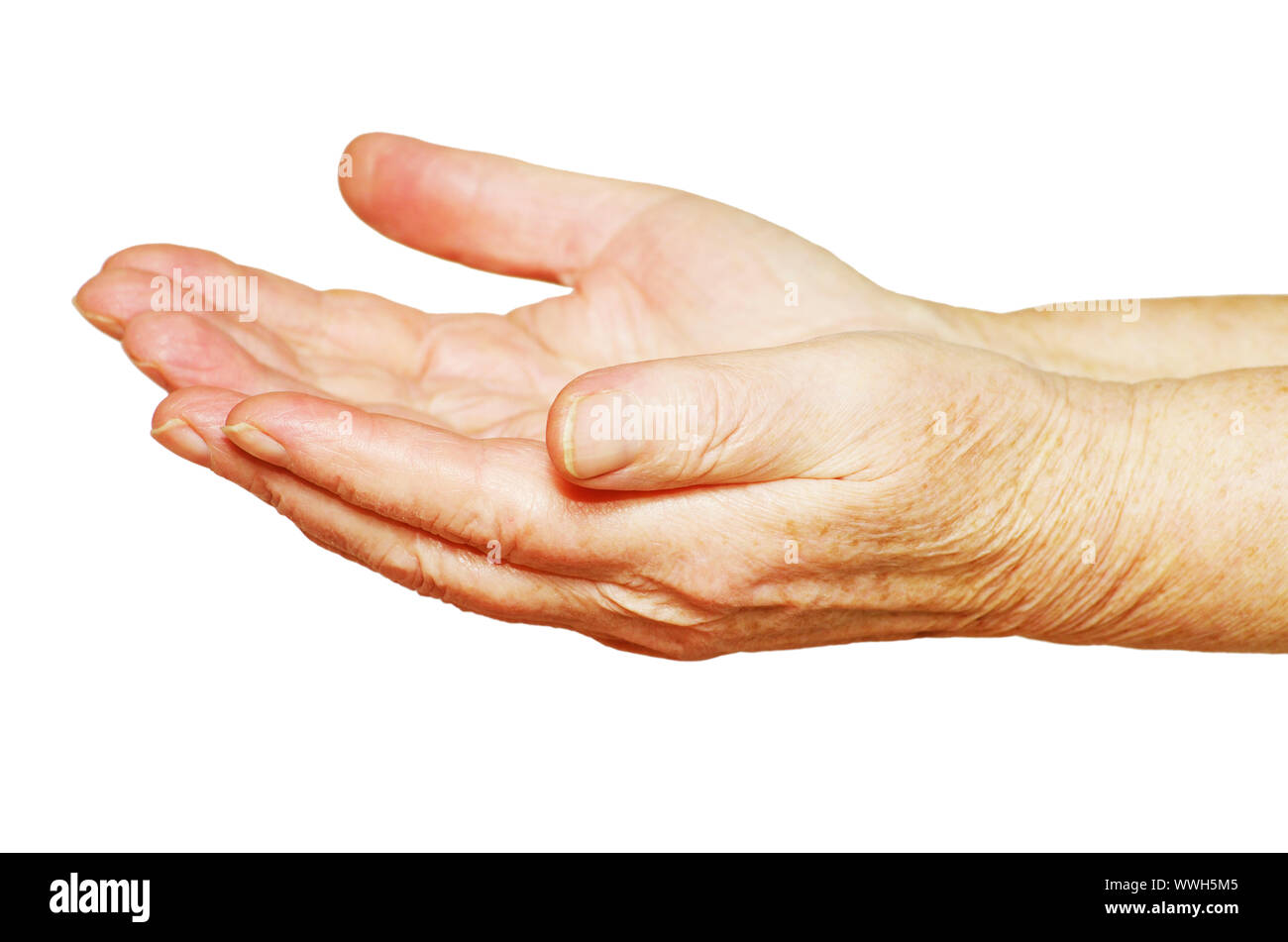 hands begging alms on a white background Stock Photo - Alamy