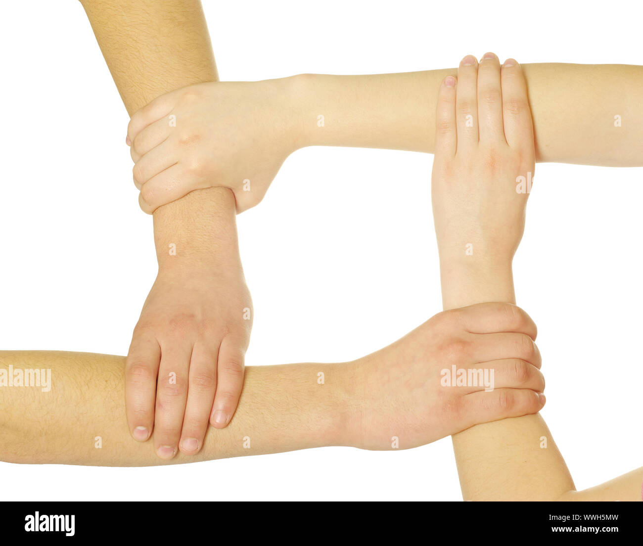 ring of hands isolated on a white Stock Photo - Alamy