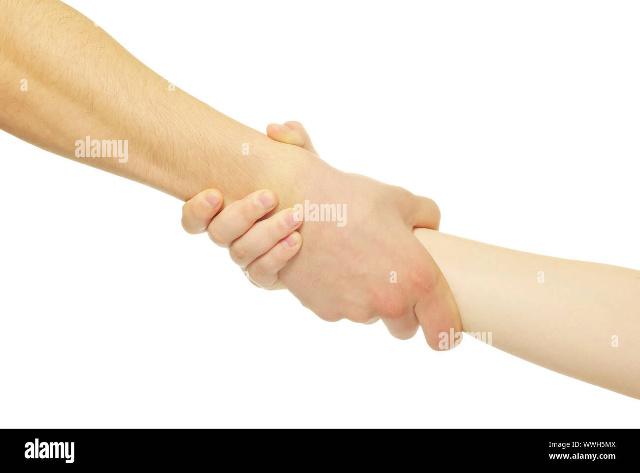 hand in a hand isolated on white Stock Photo - Alamy