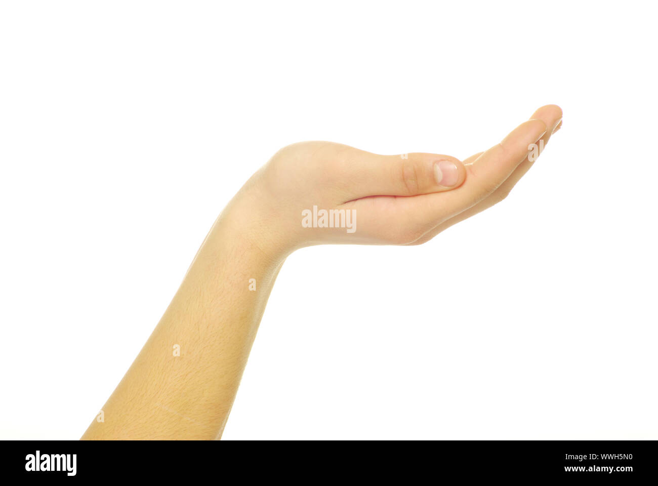 Empty hand isolated on a white background Stock Photo - Alamy