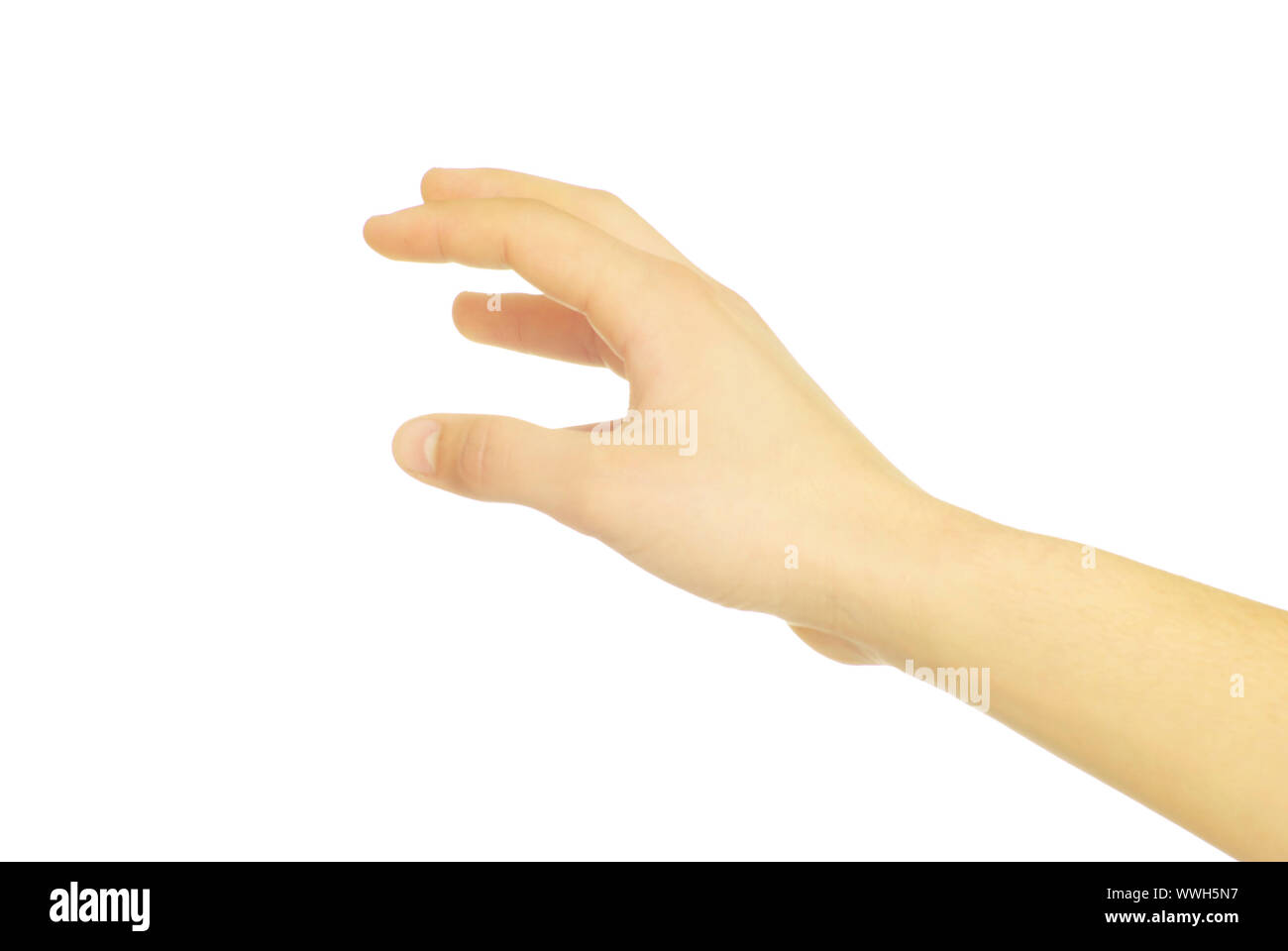 human hand take over on white white background Stock Photo - Alamy