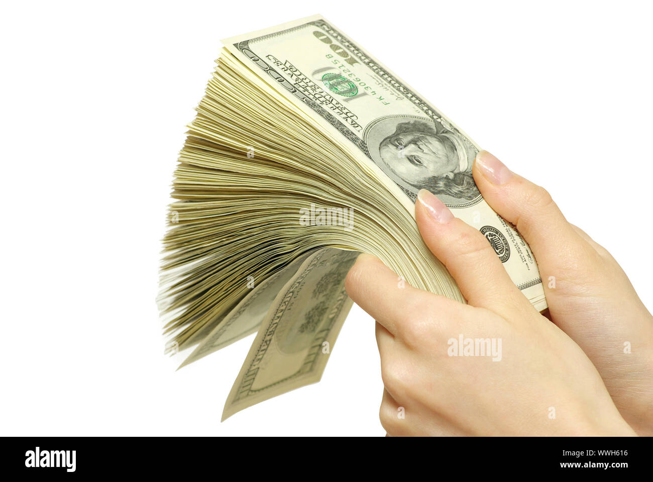 Hand with money isolated on white background Stock Photo - Alamy