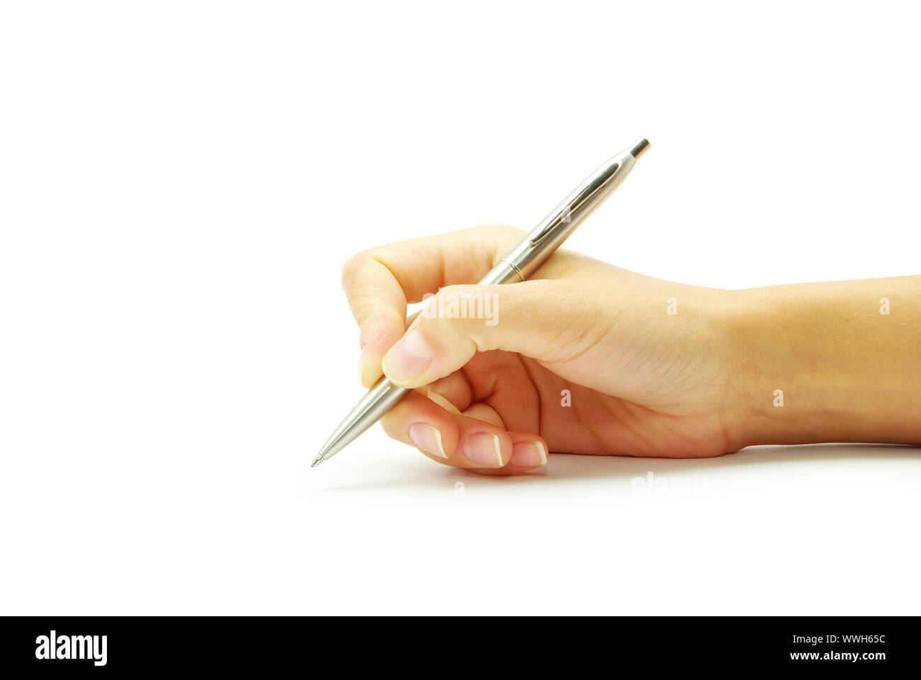 Hand and pen on the white background Stock Photo - Alamy