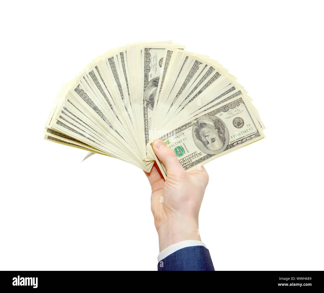 Hand with money isolated on white background Stock Photo - Alamy
