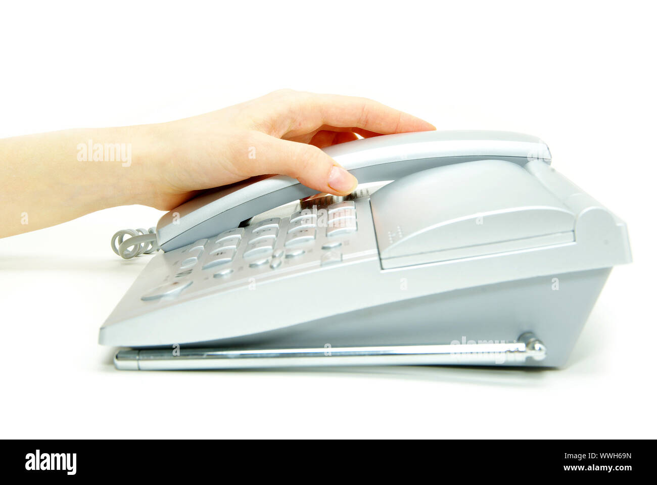 telephone receiver in hand isolated on white Stock Photo - Alamy