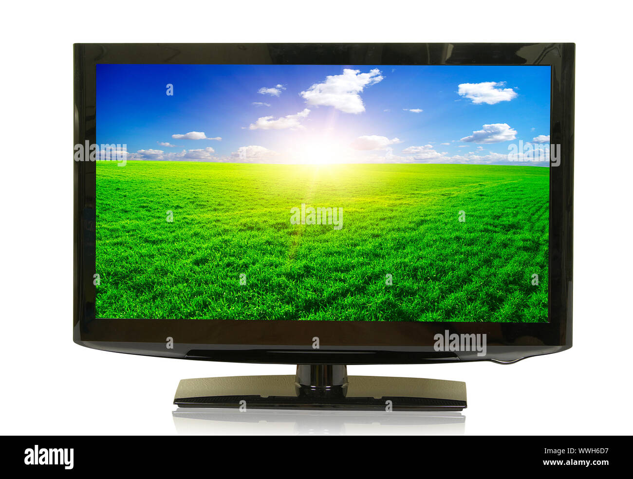 frontal view of widescreen lcd monitor isolated on white Stock Photo ...