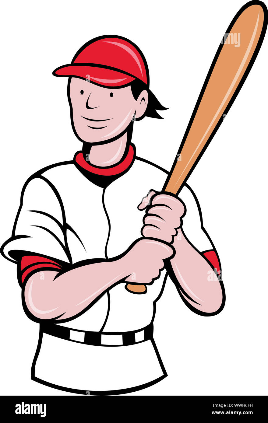 illustration of a baseball player batting cartoon style isolated on ...