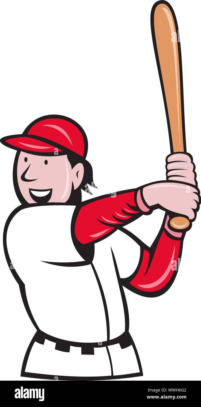 illustration of a baseball player batting cartoon style isolated on ...