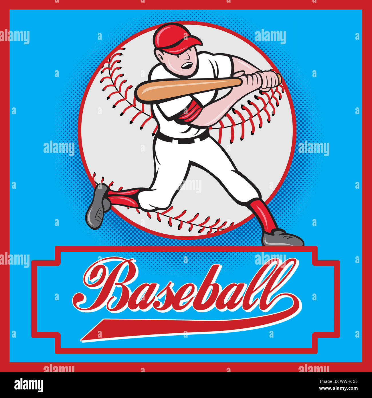 illustration of a baseball player batting cartoon style set inside ...
