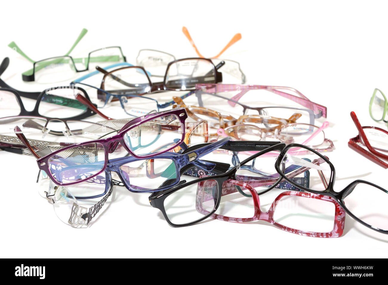 a lot of glasses on white background Stock Photo - Alamy