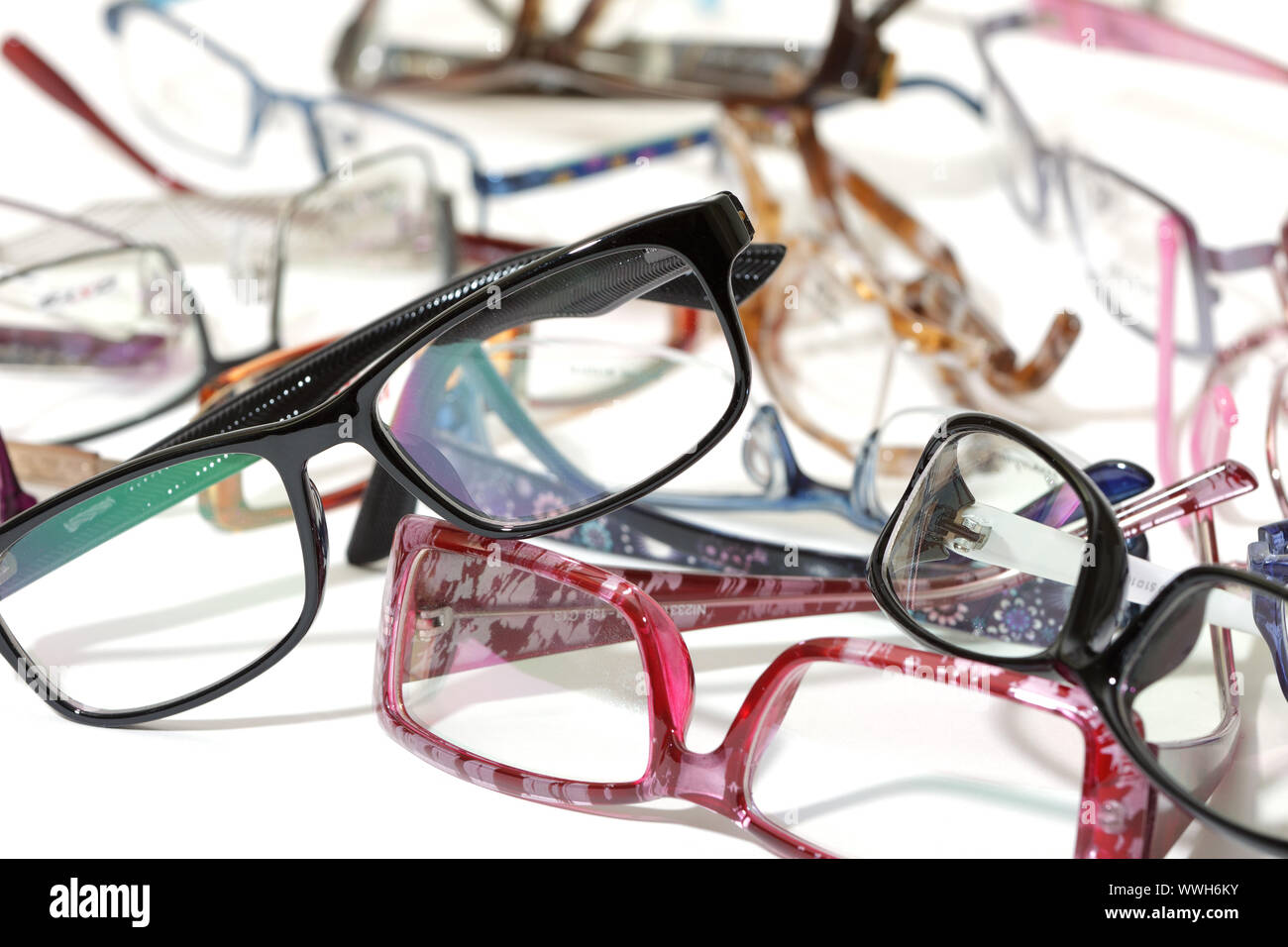 a lot of glasses on white background Stock Photo - Alamy