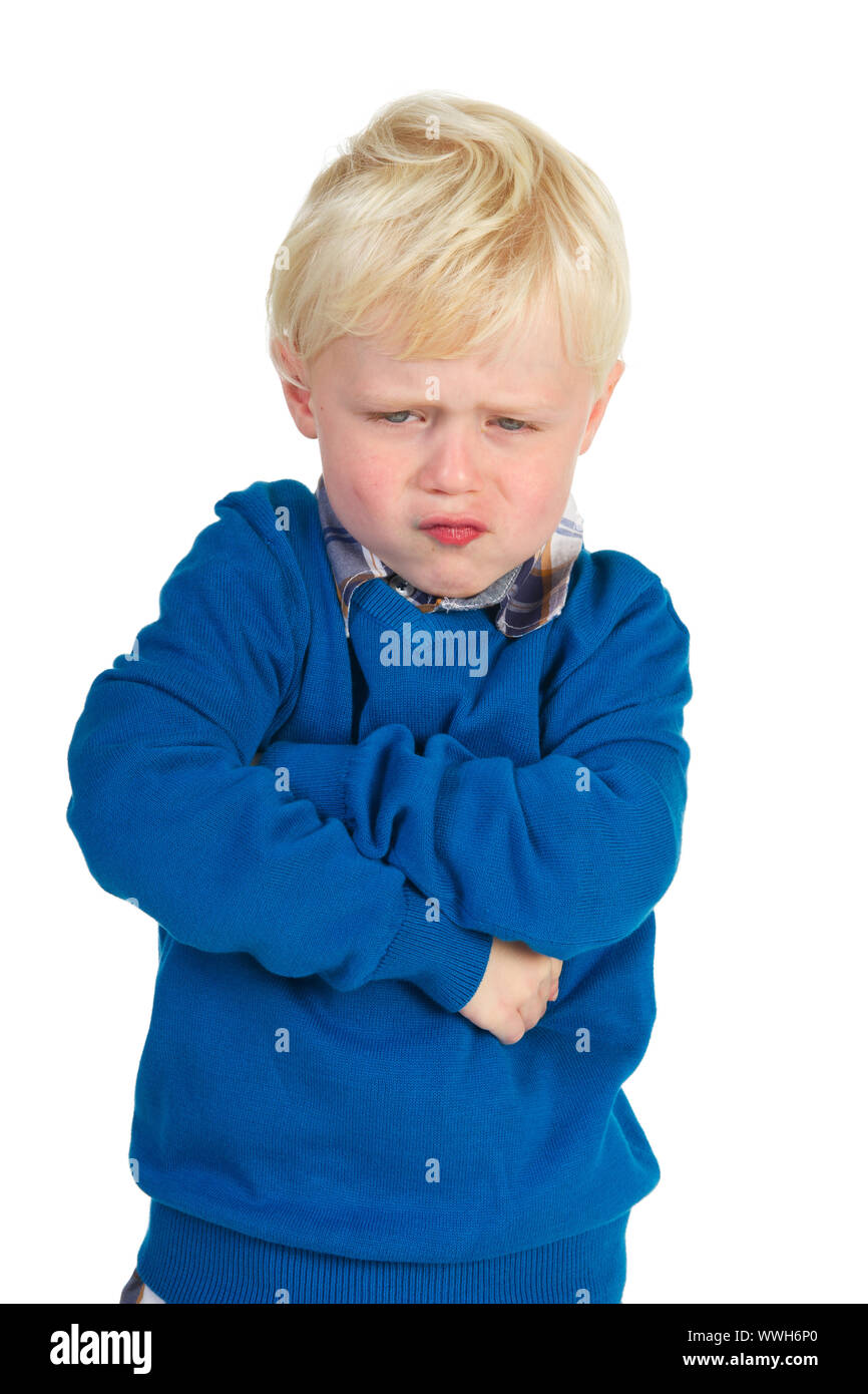 Little blond toddler is very angry Stock Photo - Alamy