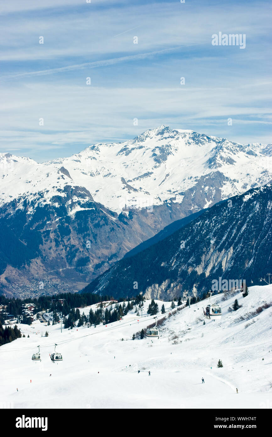 View at Courchevel ski resort, French Alps Stock Photo - Alamy
