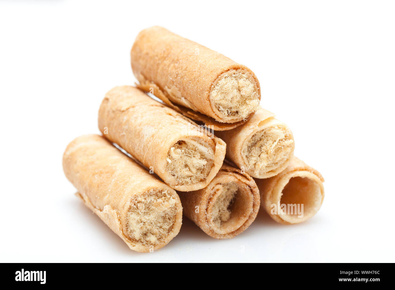Hong Kong cake roll with pork inside, on white background Stock Photo ...