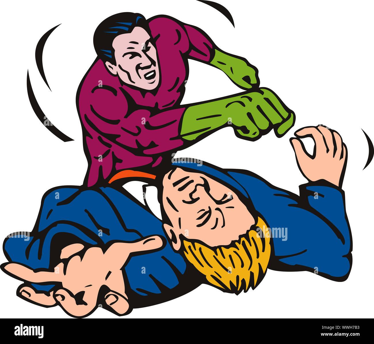 illustration of a cartoon super hero running punching isolated on white ...