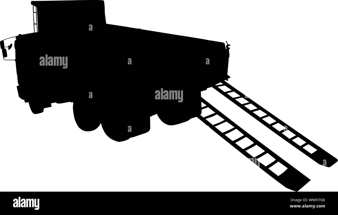 silhouette of a tipper or dump truck lorry done in retro style on ...