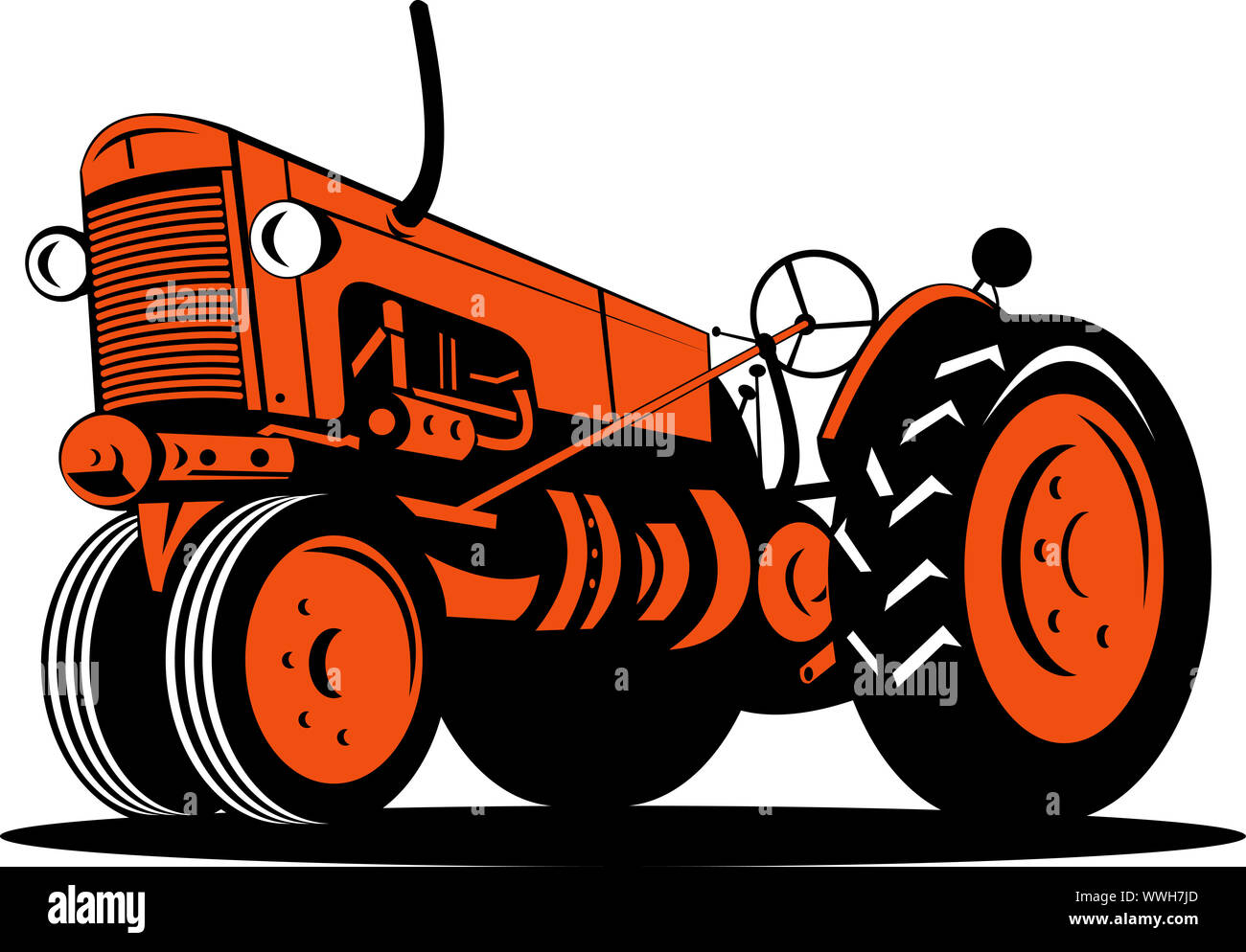 illustration of a vintage tractor on isolated background done in retro ...
