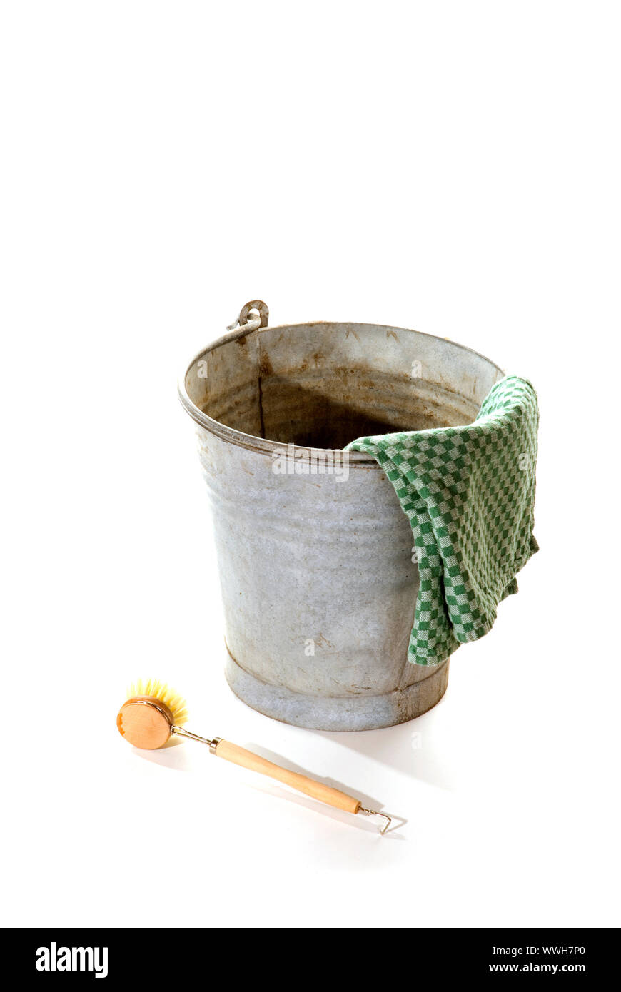 cleaning with bucket and brush Stock Photo - Alamy