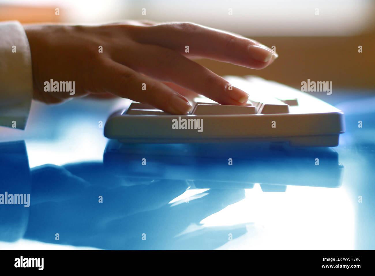 keyboard work hand work background Stock Photo - Alamy