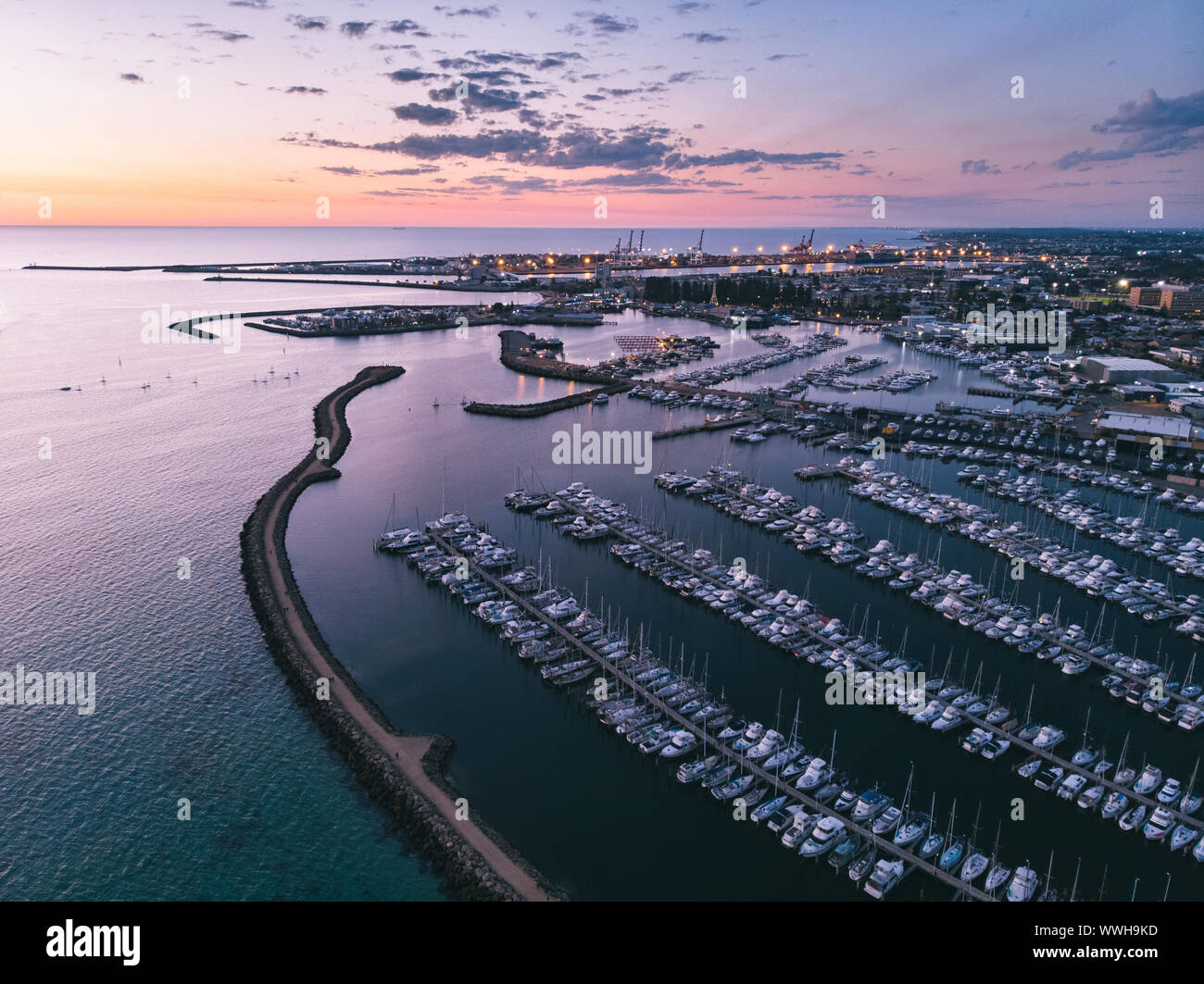 Fremantle aerial skyline view in sunset Stock Photo - Alamy