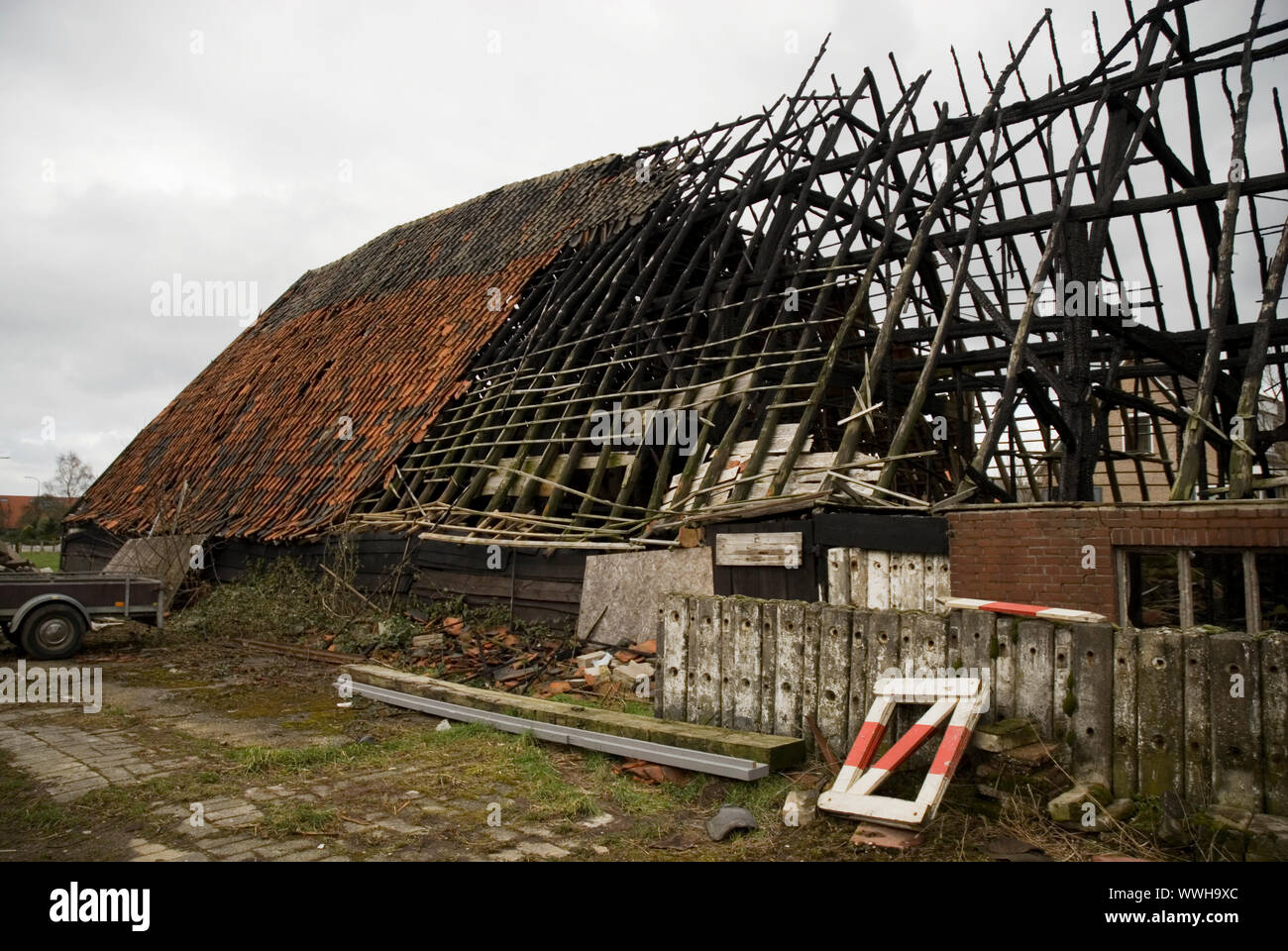 broken farmhouse by fire Stock Photo - Alamy