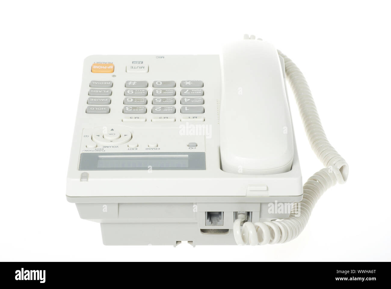 white office telephone on a white background Stock Photo - Alamy