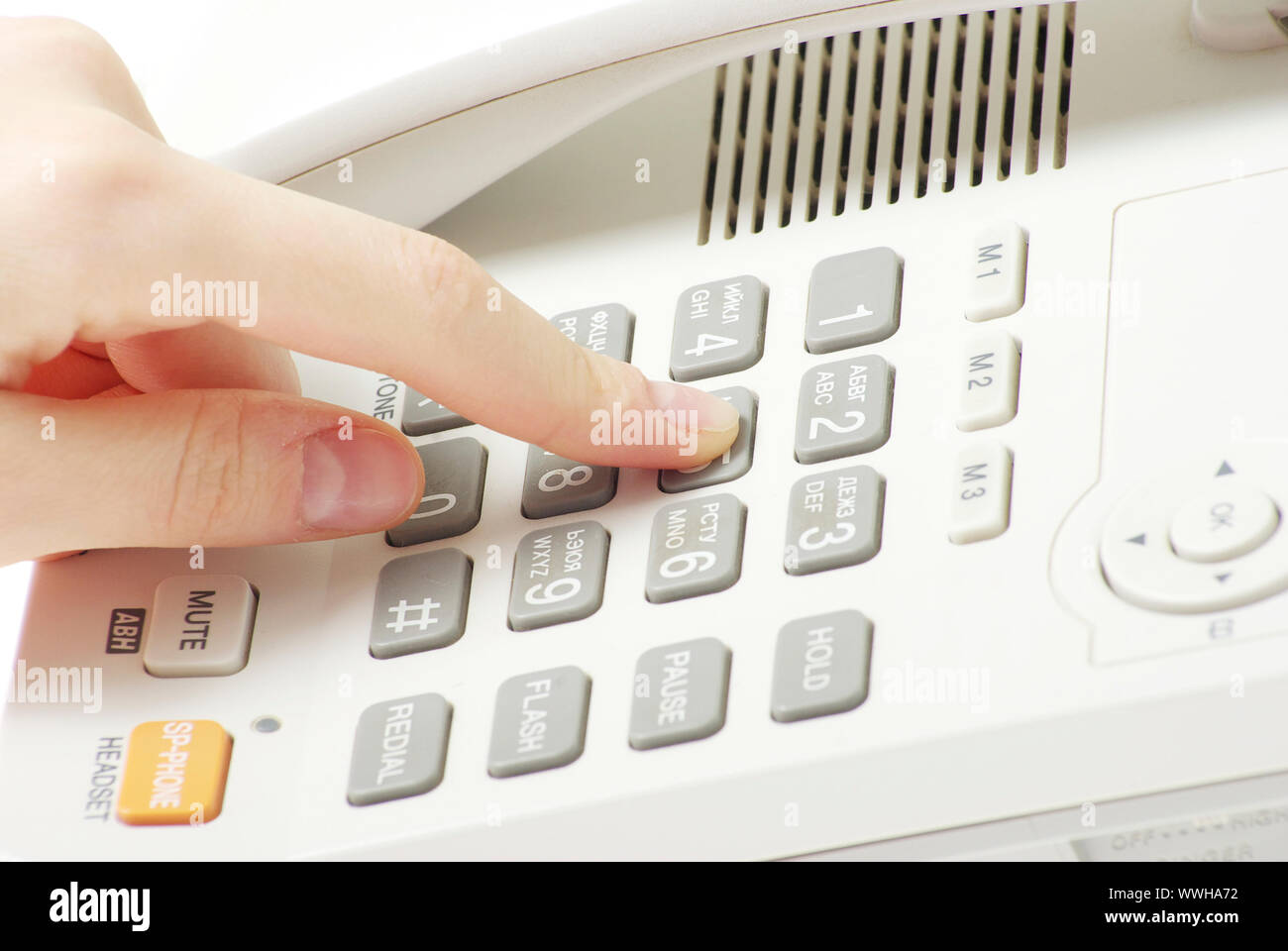 finger with white telephone keypad Stock Photo - Alamy