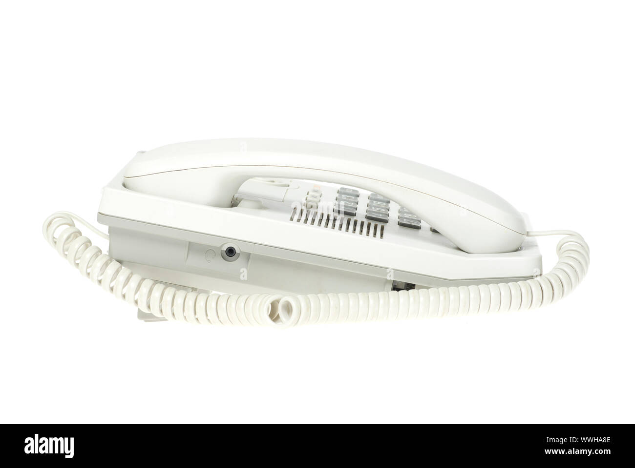 white office telephone on a white background Stock Photo - Alamy