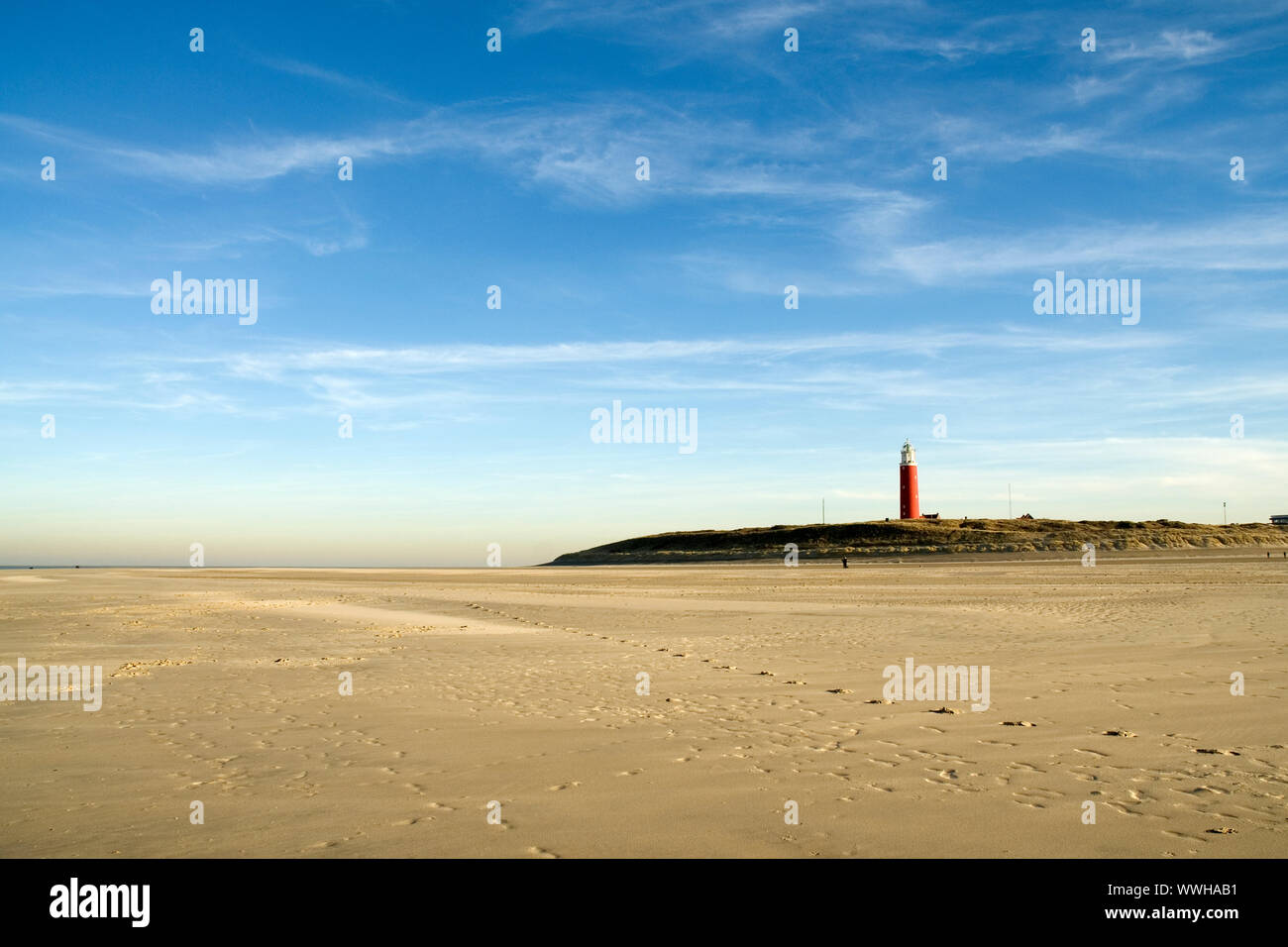 beach landscape with lighthouse Stock Photo - Alamy