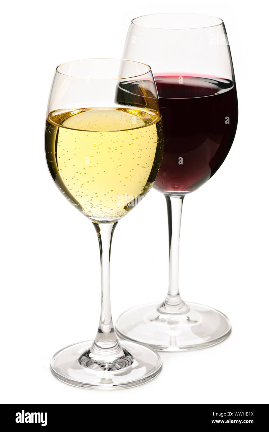Red and white wine glasses isolated on white background Stock Photo - Alamy