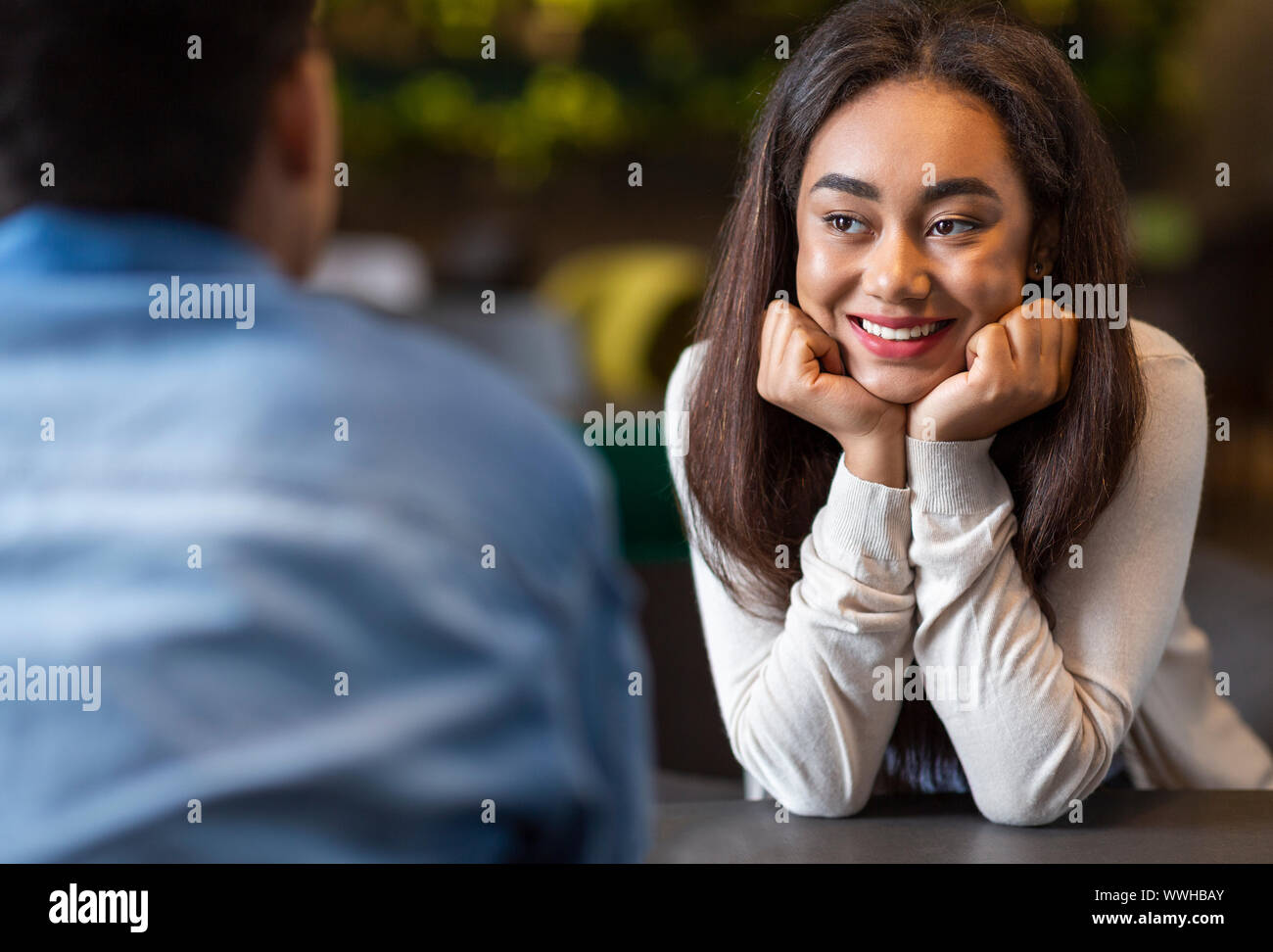 Attractive young girl at her first date Stock Photo - Alamy