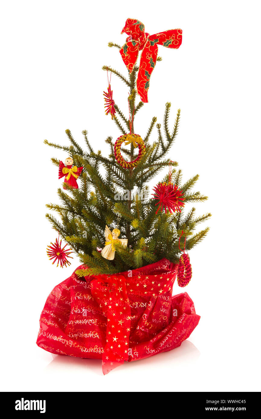 Red Christmas tree isolated over white background Stock Photo - Alamy