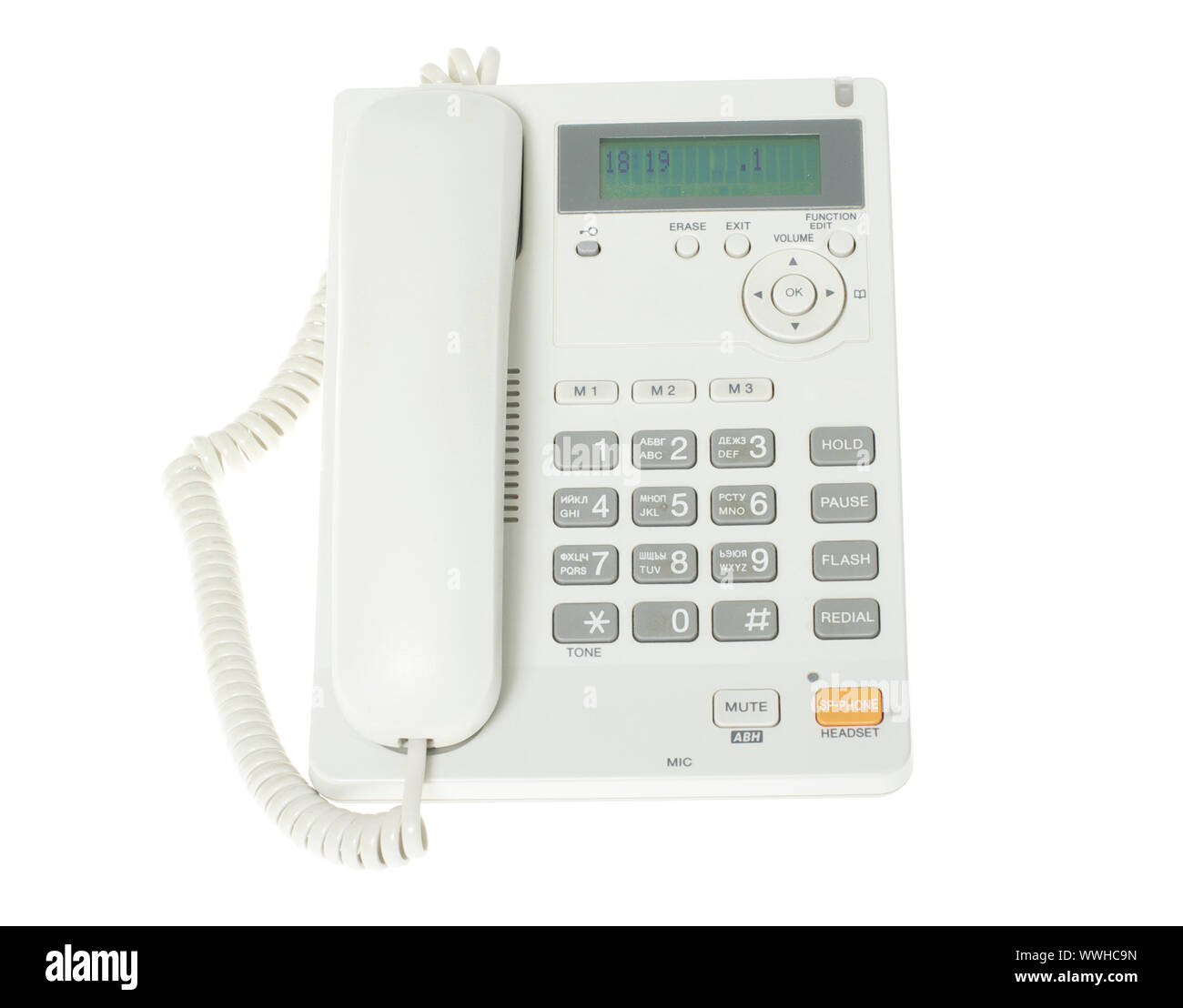 white office telephone on a white background Stock Photo - Alamy