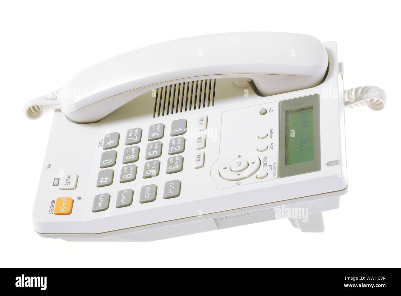 white office telephone on a white background Stock Photo - Alamy