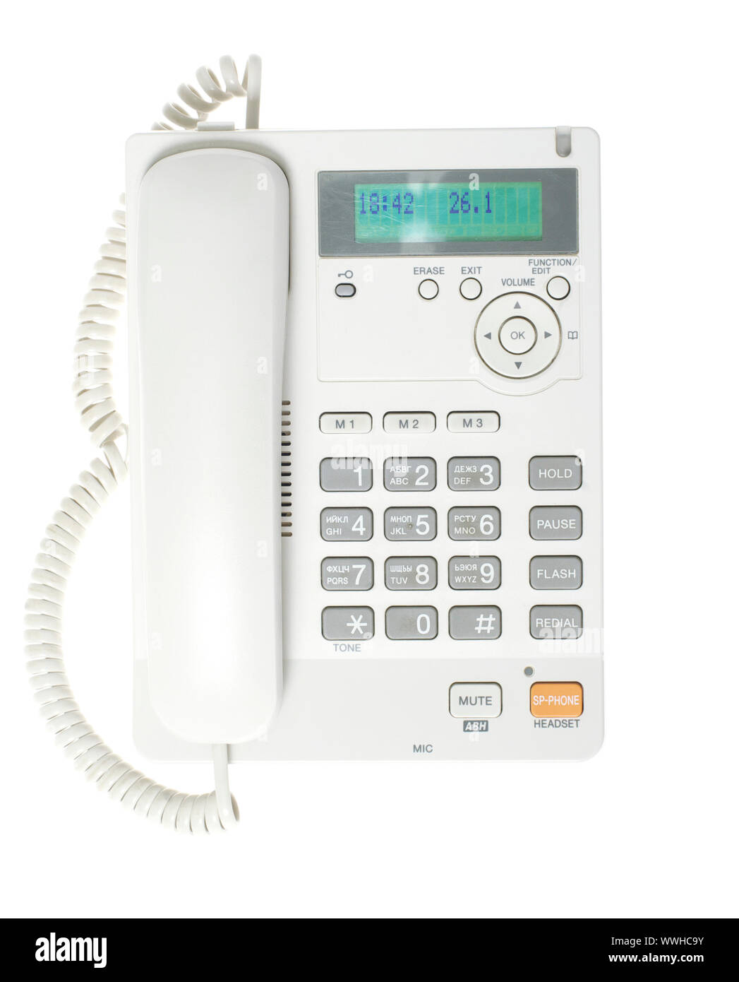 white office telephone on a white background Stock Photo - Alamy