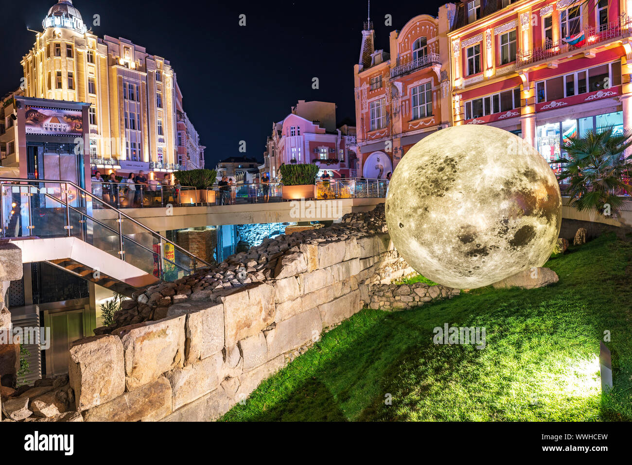 Full moon art installation in the center of Plovdiv city, Bulgaria ...