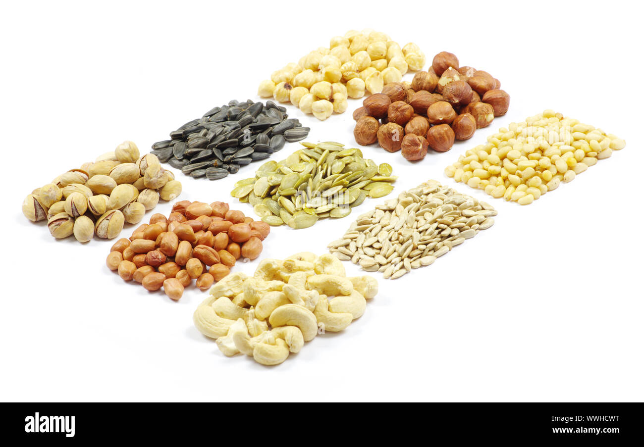 seeds and nuts with collection Stock Photo - Alamy