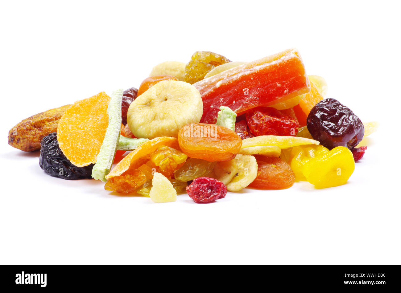 mix dried fruits collection on white Stock Photo - Alamy