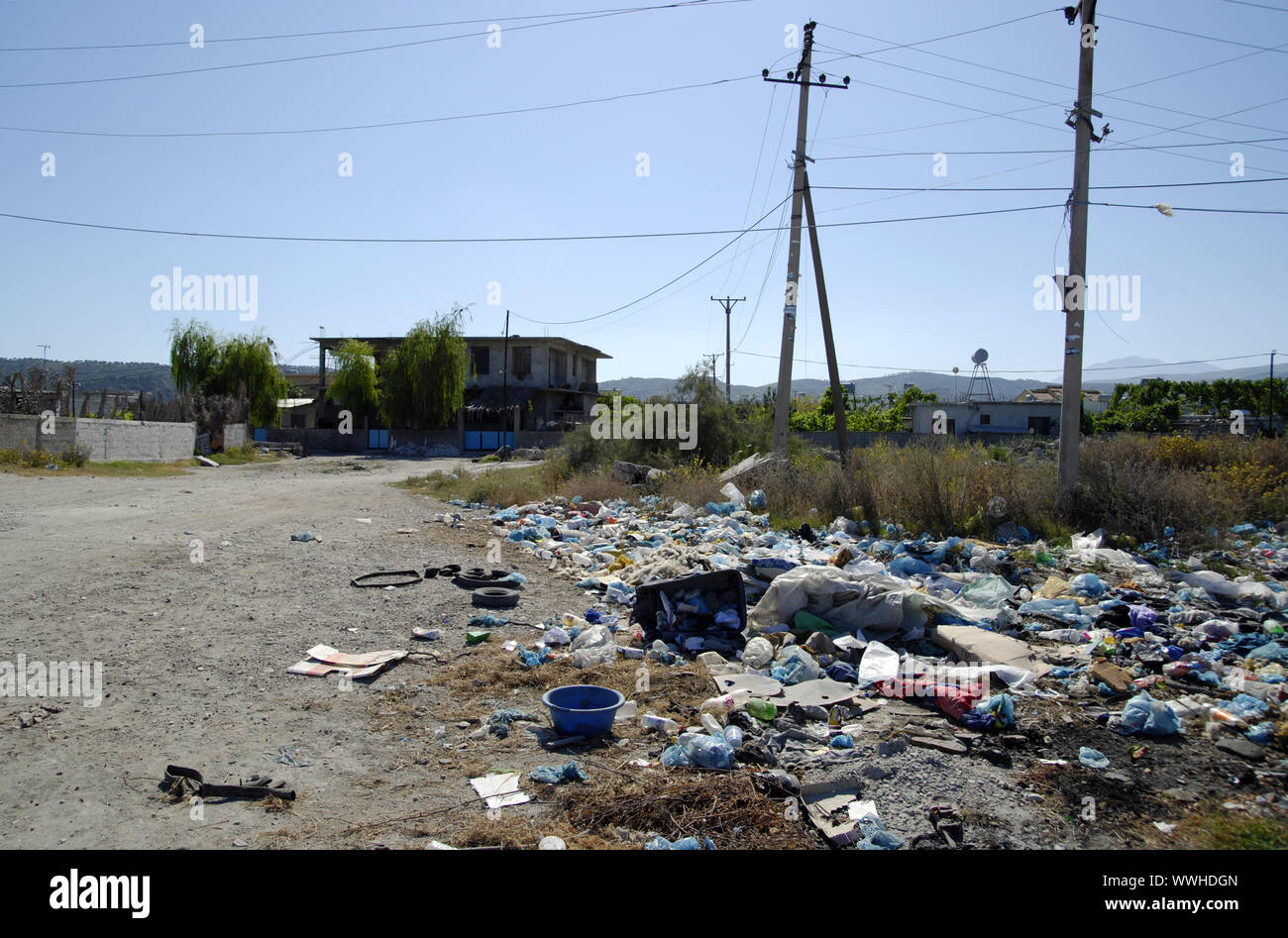 Domestic waste - Pollution in Albania Stock Photo - Alamy