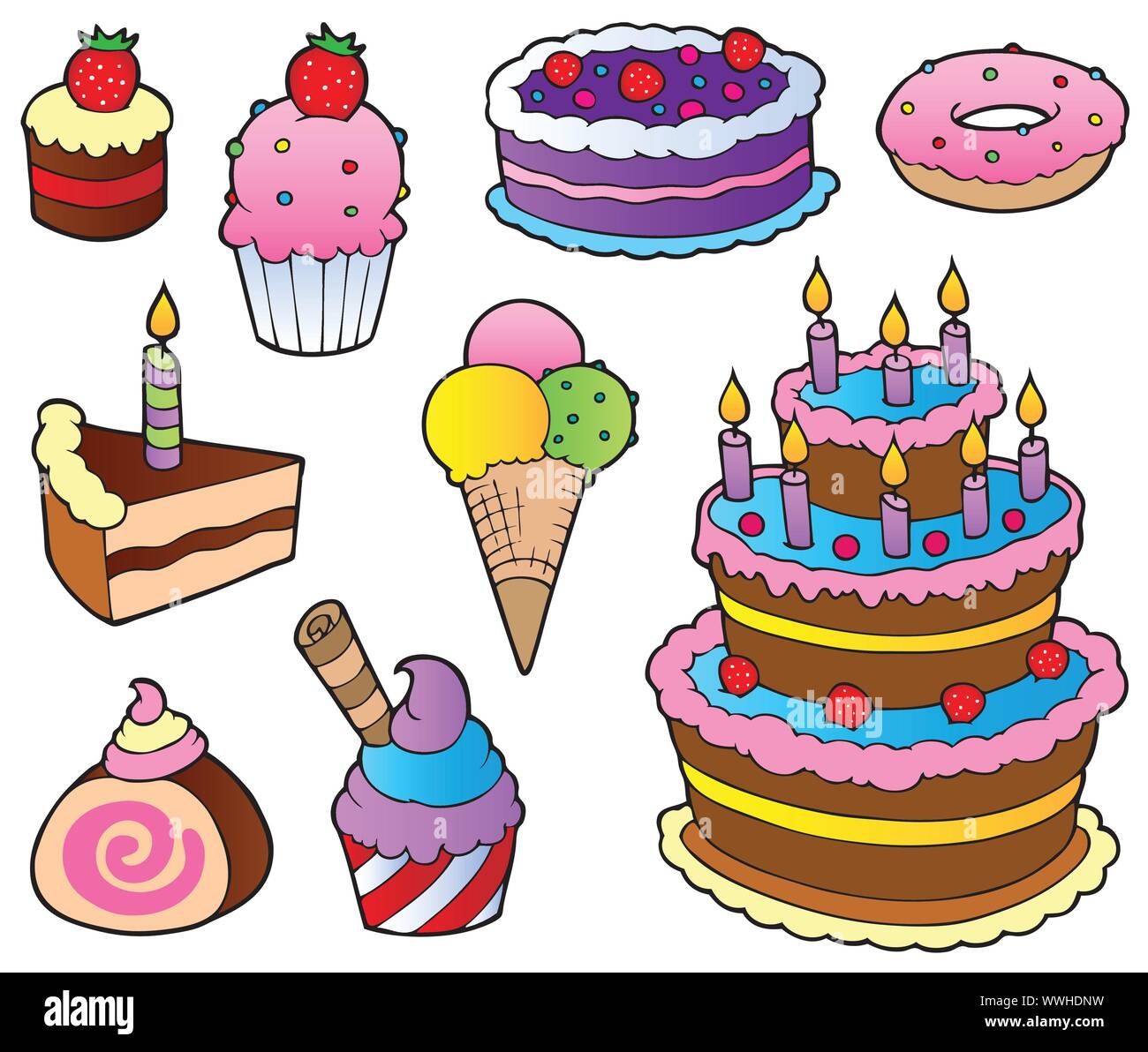 Various cakes collection 1 Stock Vector Image & Art - Alamy