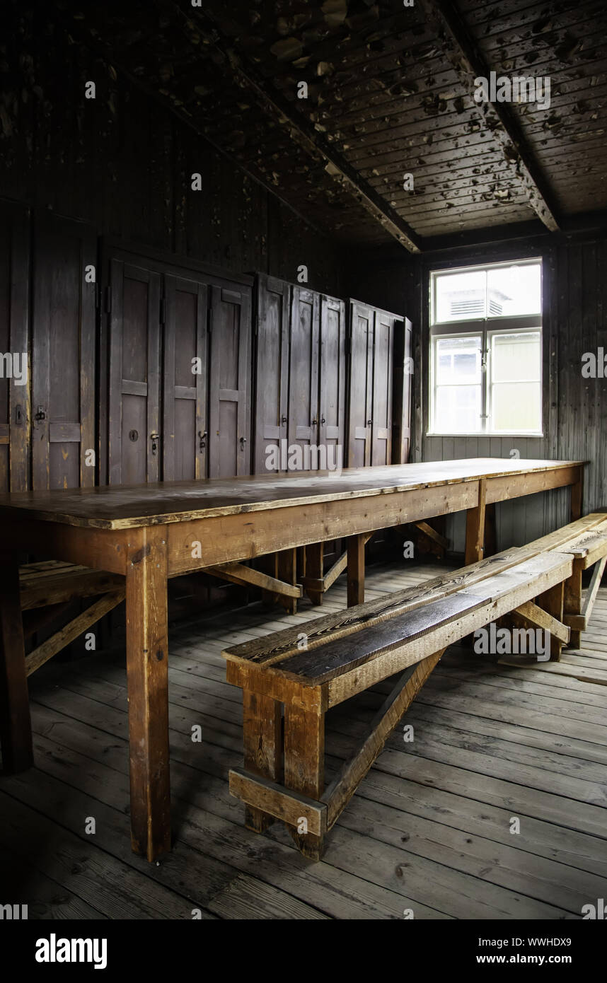 Bunk beds of a concentration camp, detail of beds for prisoners Stock ...